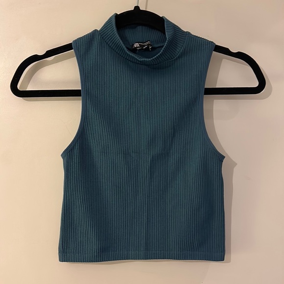 Zara | Tops | Zara Soft Blue Ribbed Tank | Poshmark